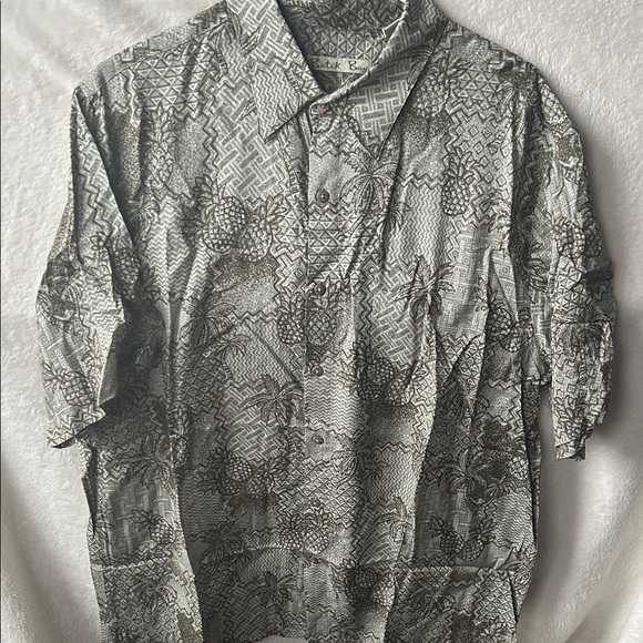 batik bay | Shirts | Mens Batik Bay Short Sleeve Olive Brown Patterned ...